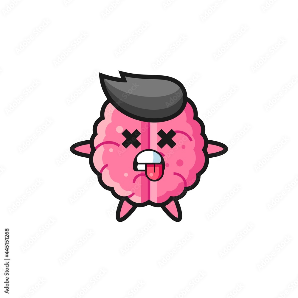 character of the cute brain with dead pose Stock Vector | Adobe Stock