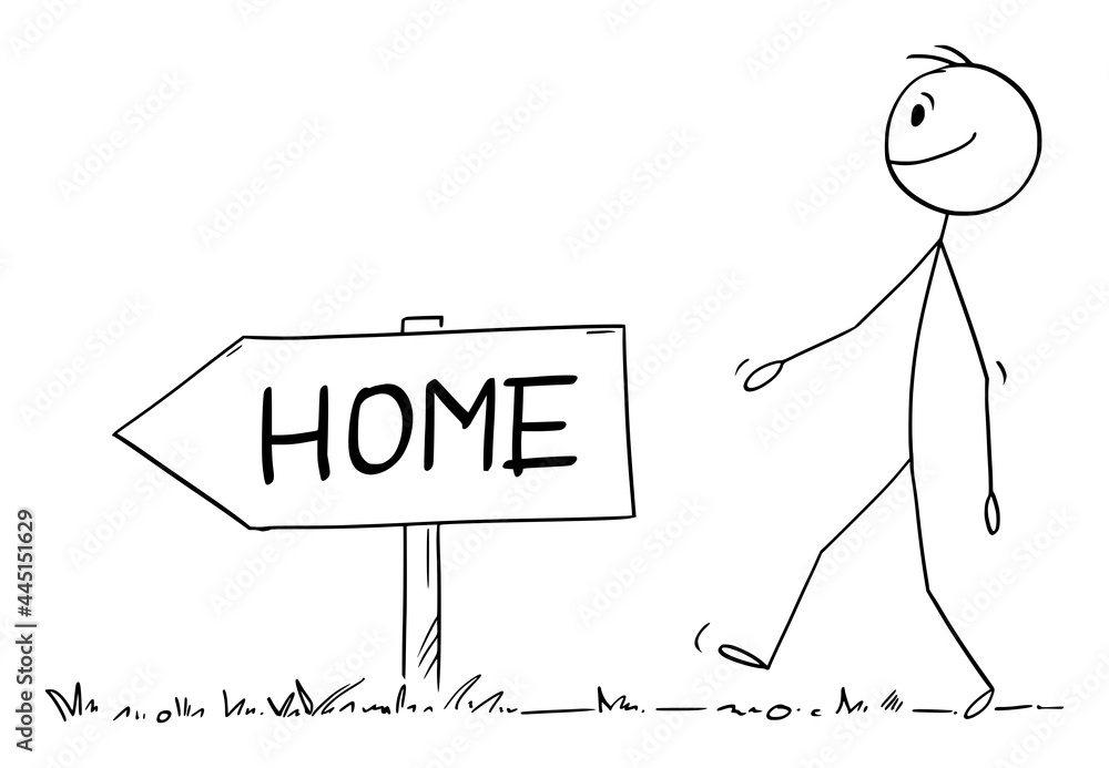 Person Walking on the Path or Way Home, Vector Cartoon Stick Figure ...