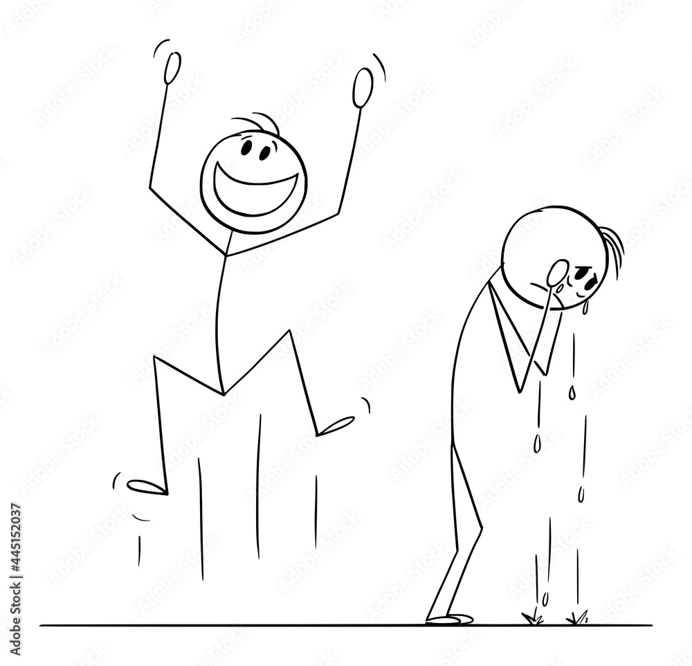 Happiness and Sadness, Happy and Sad person, Celebrating and Crying ...