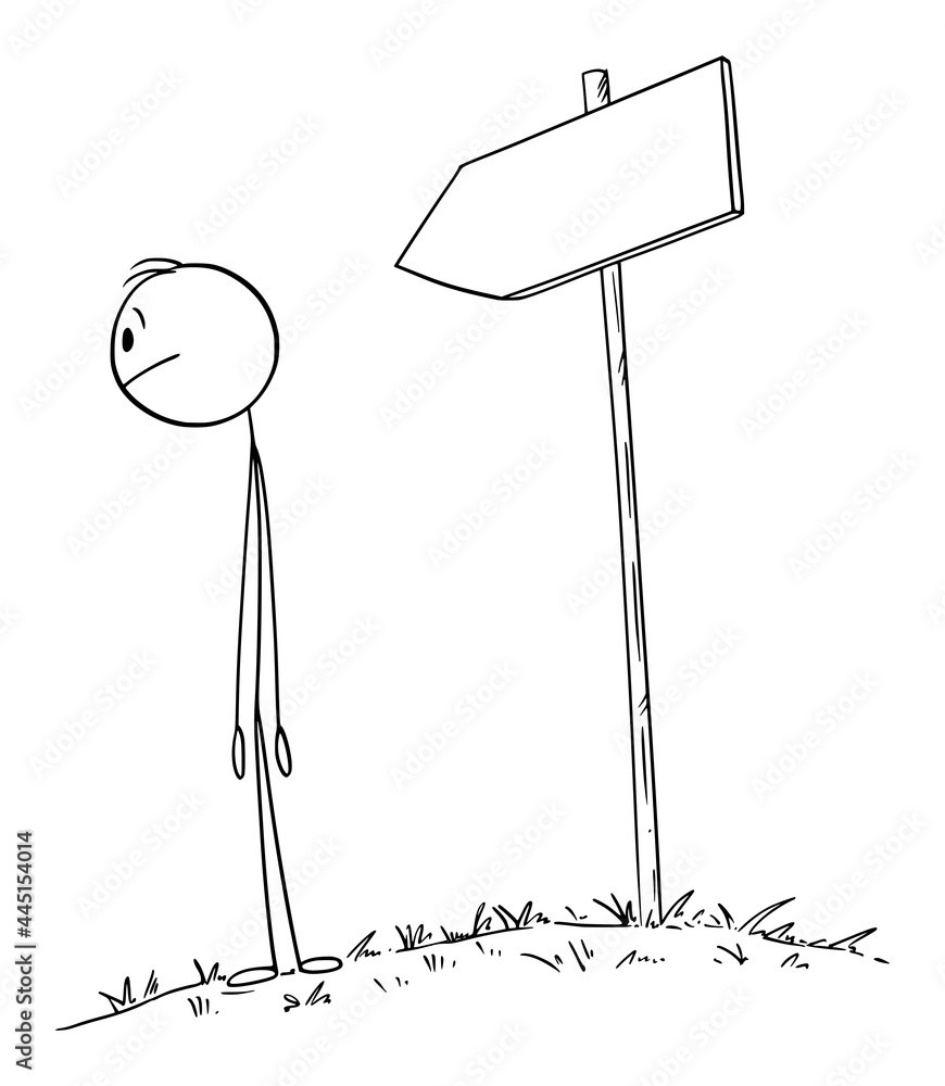 Person Walking on the Path, Looking at Future or Destination, Vector ...