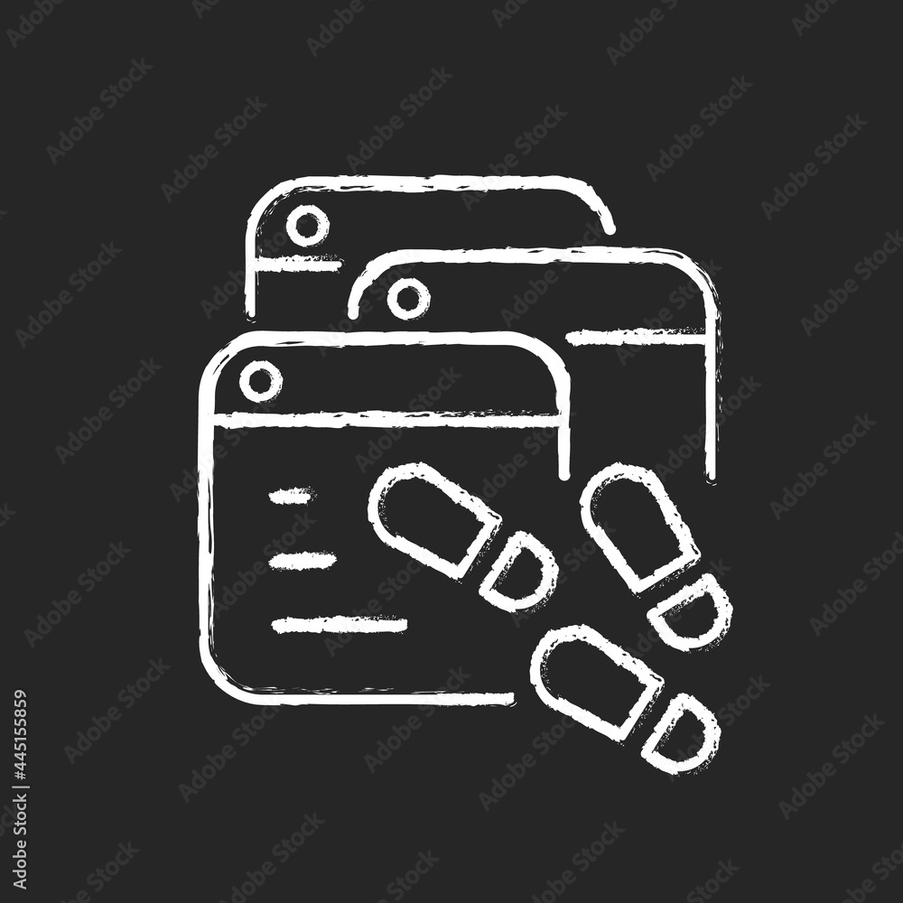 Digital trail chalk white icon on dark background. Data footprints ...