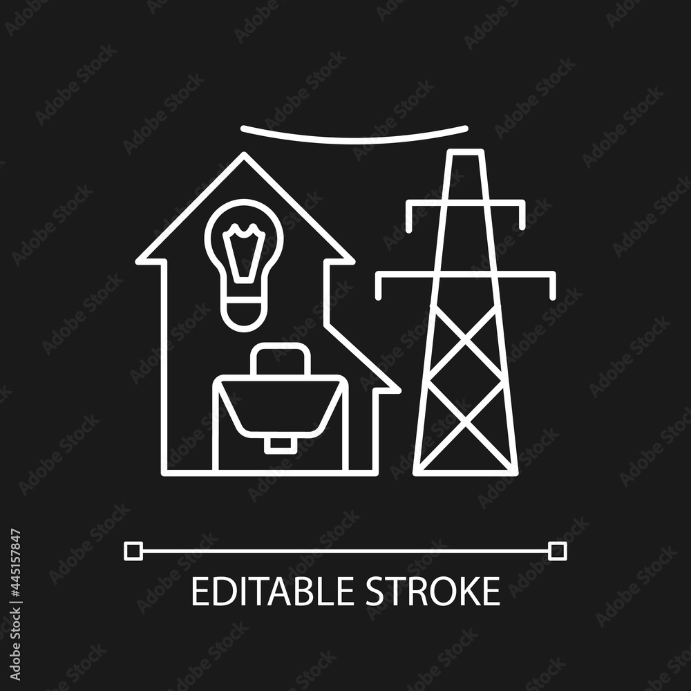 Electric utility white linear icon for dark theme. Electricity power ...