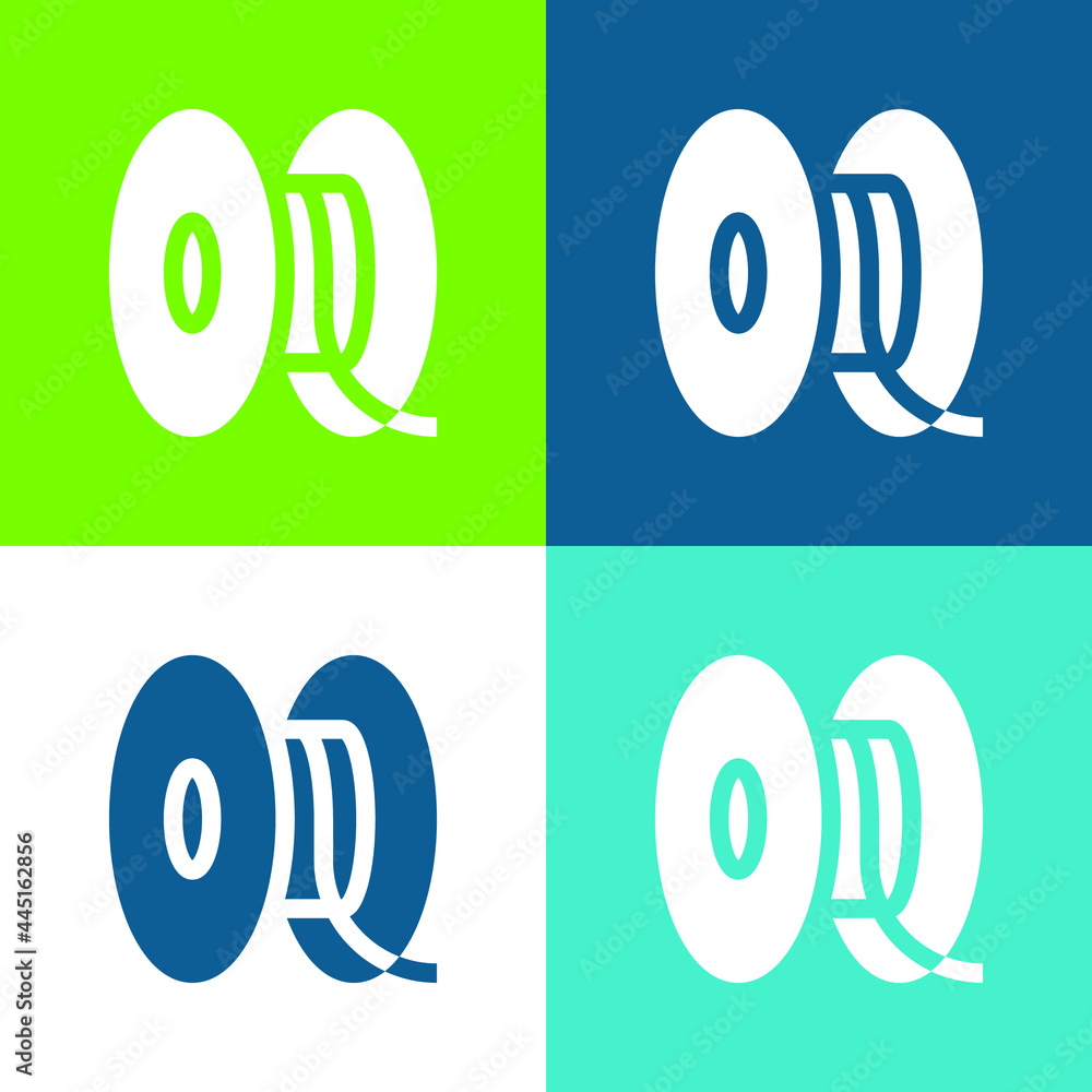 3d Flat four color minimal icon set Stock Vector | Adobe Stock