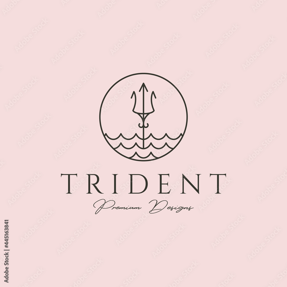 line art trident icon logo vector symbol illustration design Stock ...