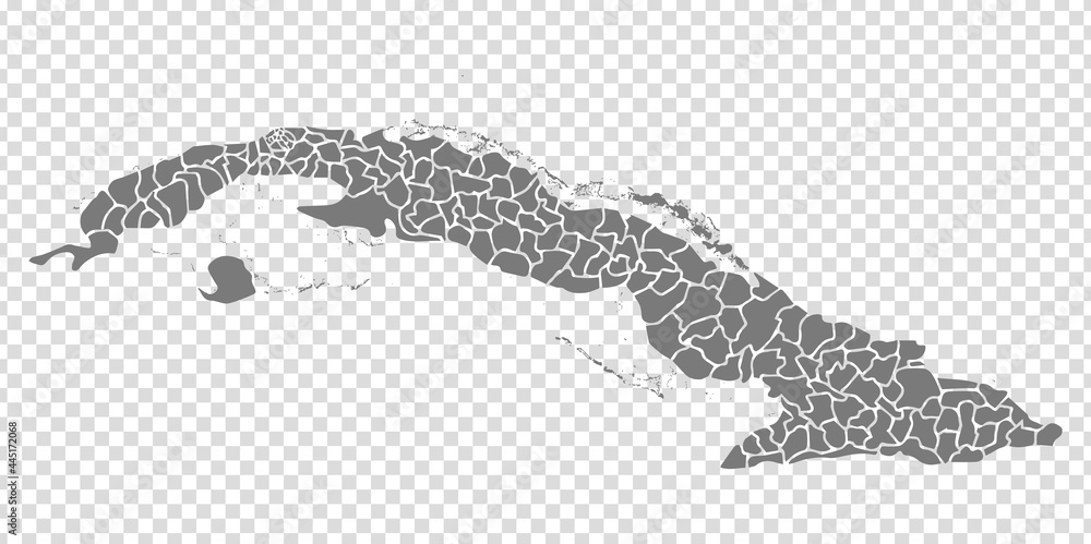 Blank map of Cuba. Districts of Cuba map. High detailed vector map ...