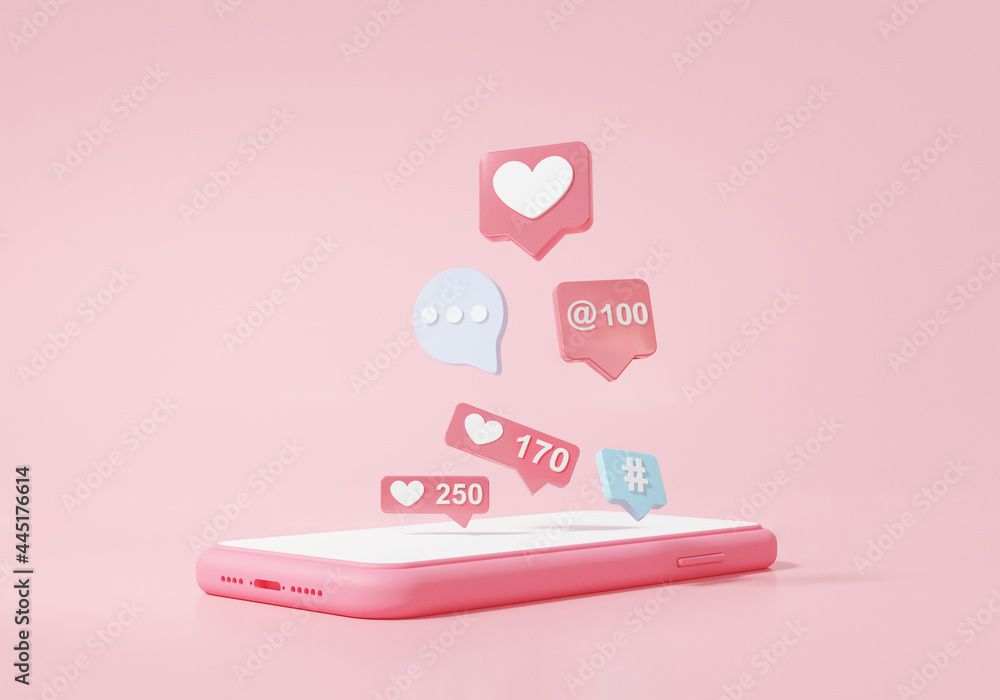 3d render Bubble chat icon notification Floating on mobile or comment ...