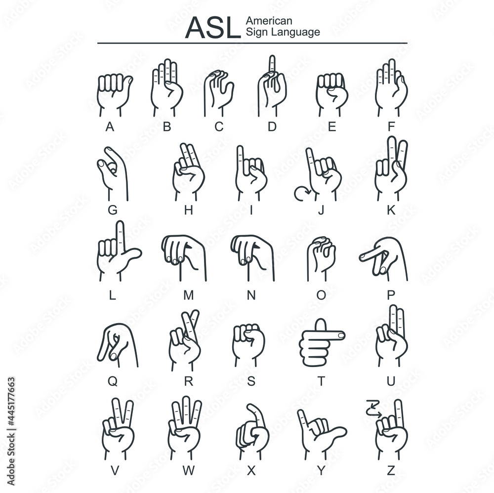 ASL, American Sign language symbol, vector art. Stock Vector | Adobe Stock