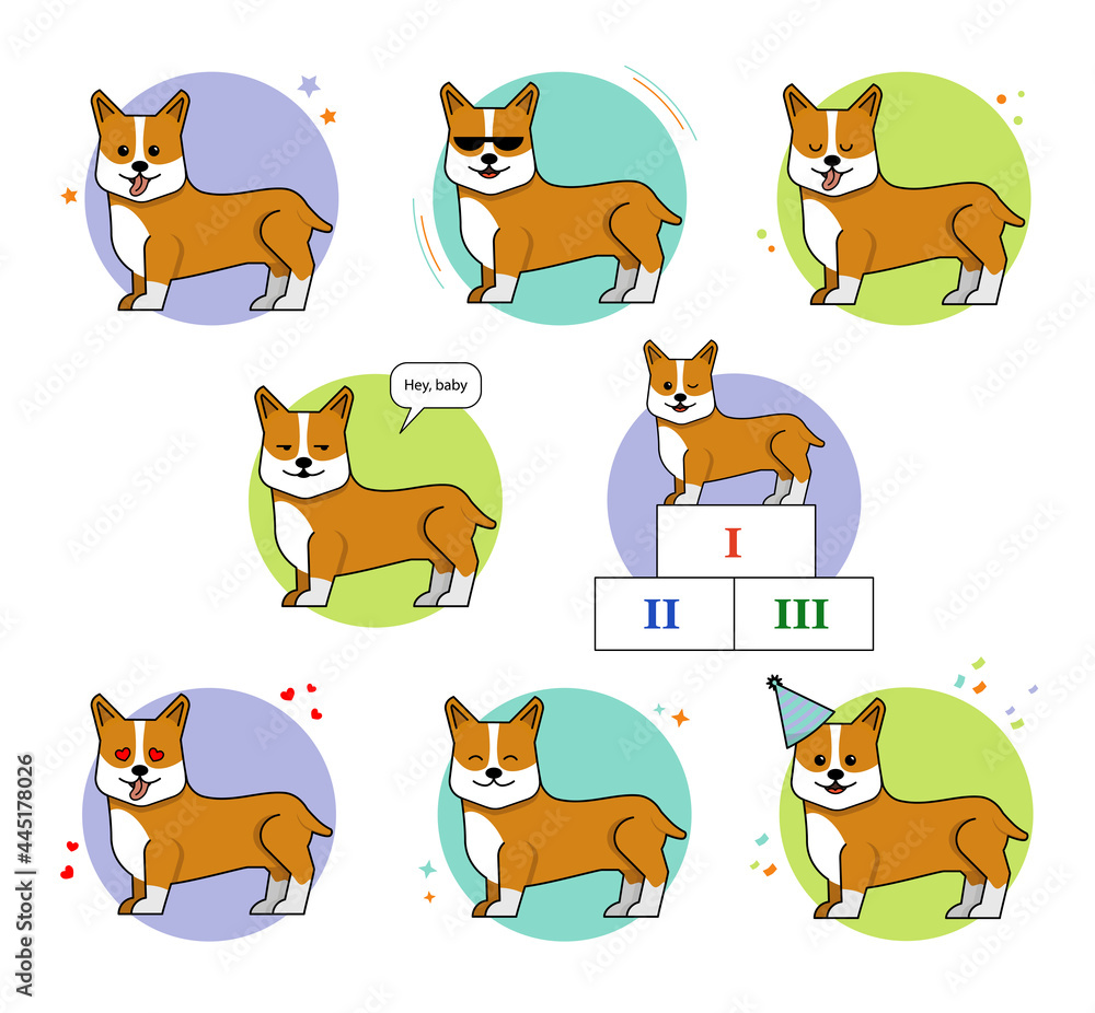 Vector illustration of a set of stickers different emotions with a ...