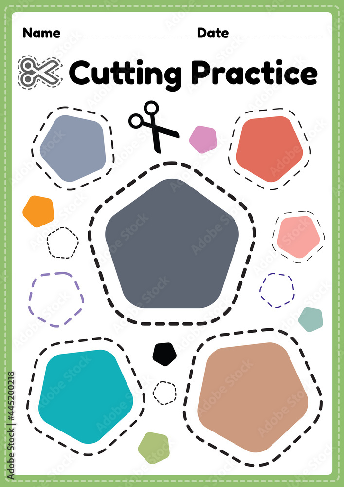 Scissor practice kindergarten and preschool kids to cut the paper with ...