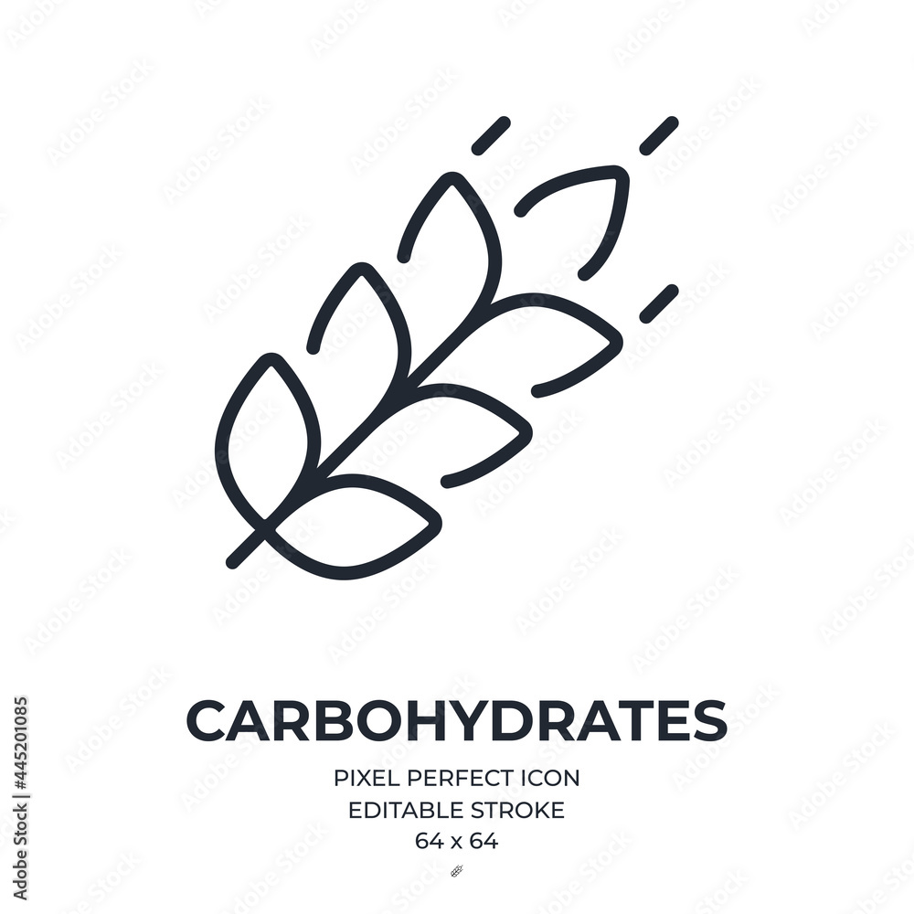 Carbohydrates editable stroke outline icon isolated on white background ...