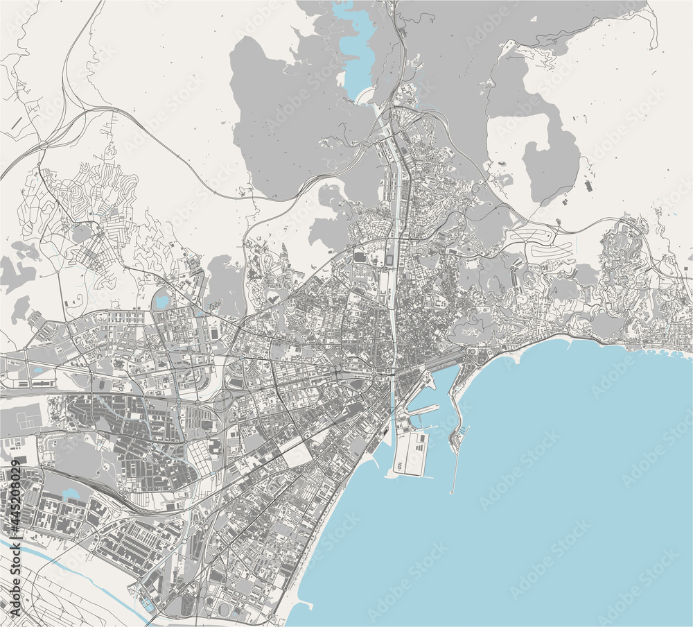 map of the city of Malaga, Spain Stock Vector | Adobe Stock