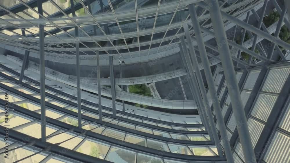 Shanghai Tower.Tallest skyscraper in China. Flight of the drone inside ...