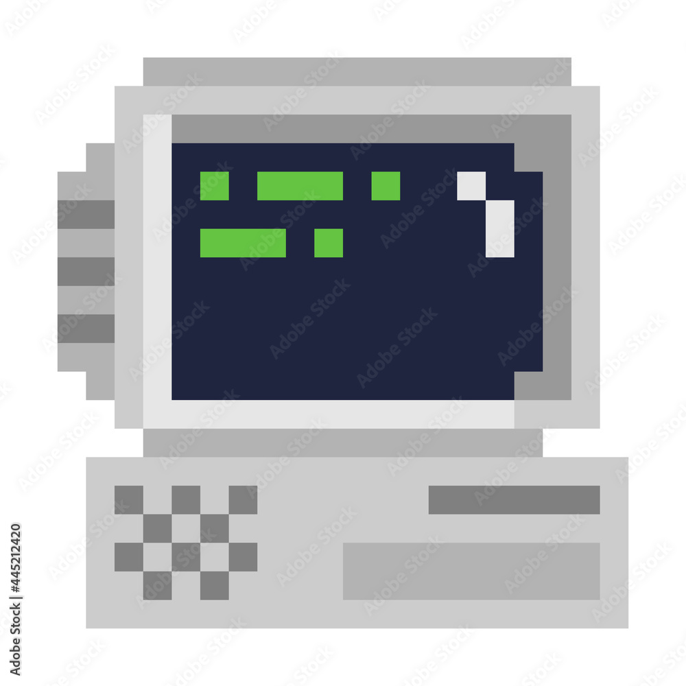 Computer retro vintage pixel art icon illustration Stock Vector | Adobe ...