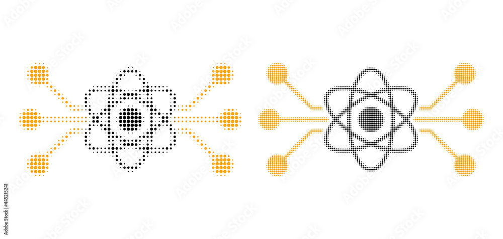 Dot halftone atomic circuit icon. Vector halftone concept of atomic ...