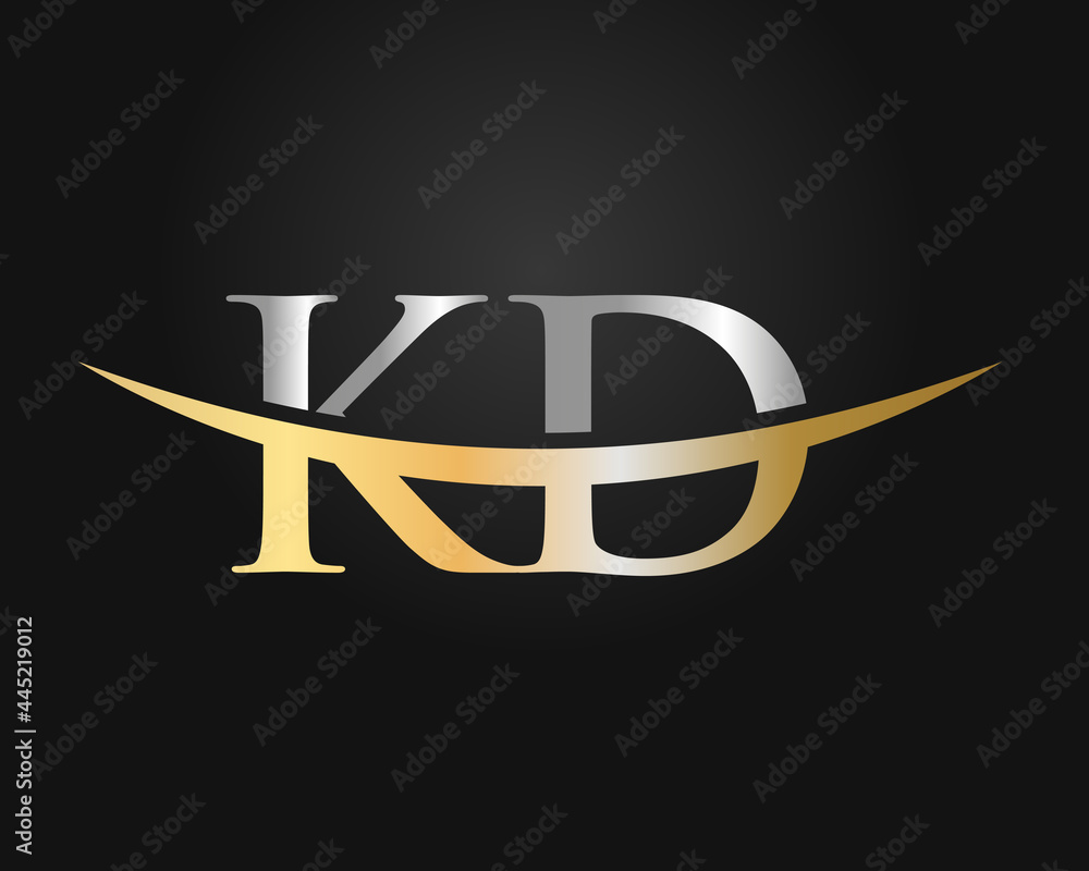 Initial Gold KD letter logo design. KD logo design vector template ...
