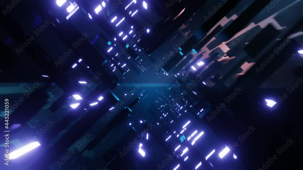 Flight in abstract sci-fi tunnel seamless loop. Futuristic VJ motion graphics for music video ...