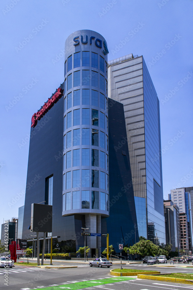 LIMA, PERU - Mar 03, 2021: Business office building in San Isidro Peru ...