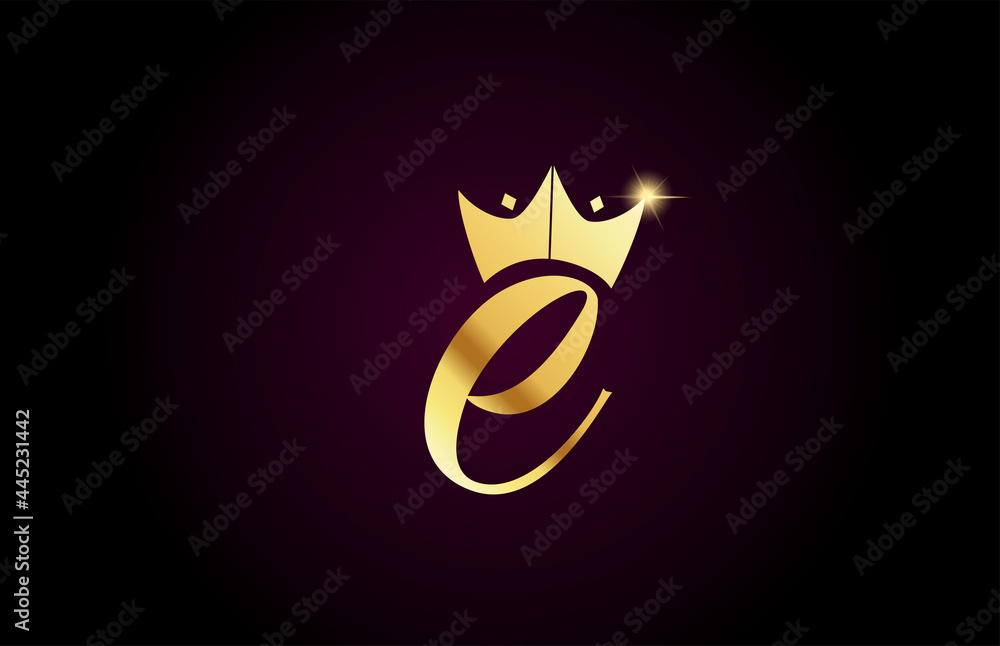 E alphabet letter icon design with king crown template Stock Vector ...