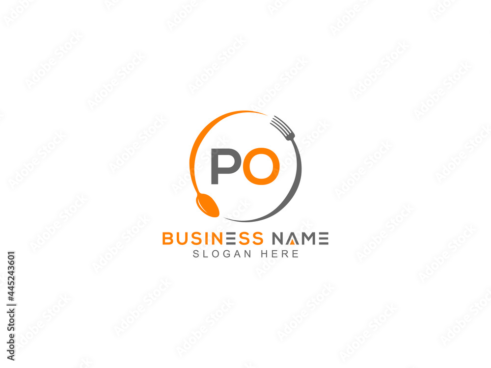 Letter PO Logo, restaurants po logo icon with line style knife vector ...