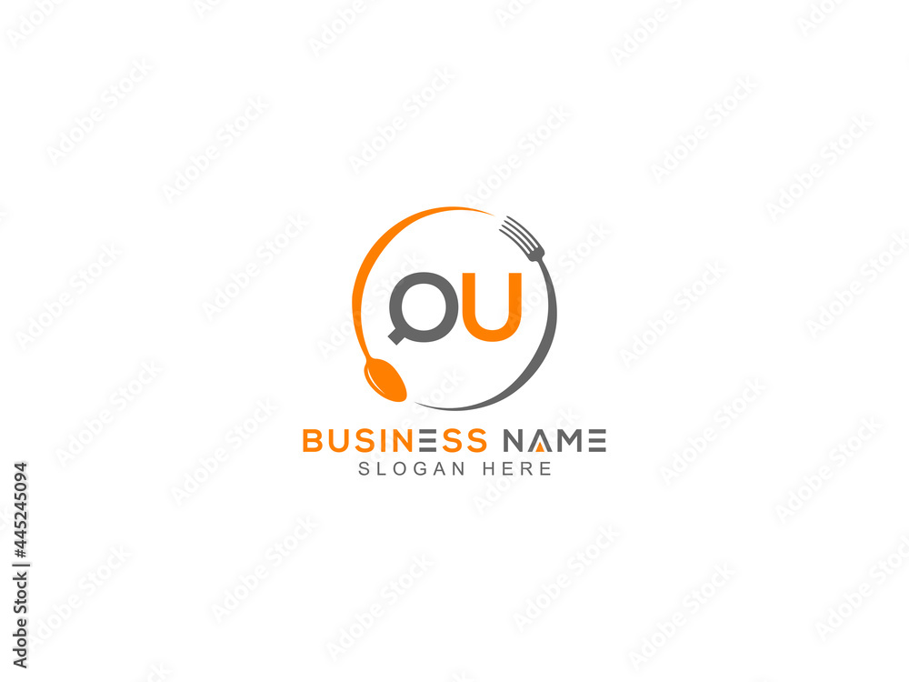 Letter QU Logo, restaurants qu logo icon with line style knife vector ...
