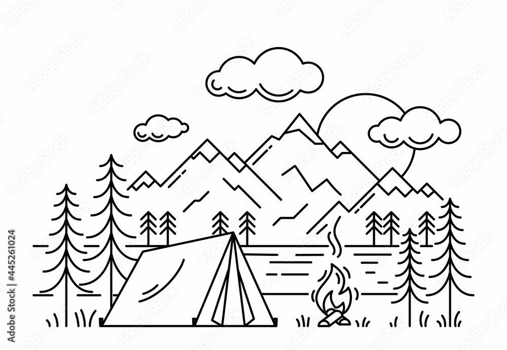 Camping Tent Clipart Black And White