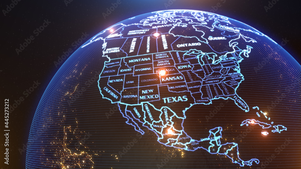 a world map of North America, 3d rendering, Stock Illustration | Adobe ...