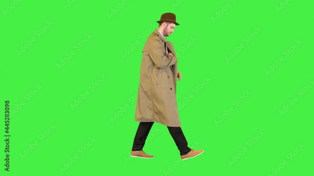 Confident professional detective walk showing police badge or warrant ...