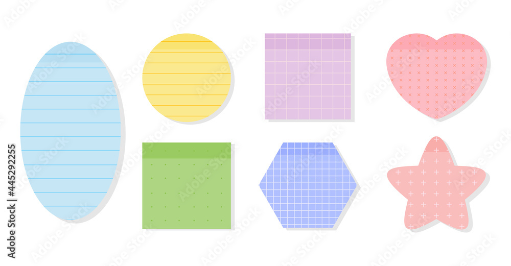 Colored pastel paper sticky notes set. Memo stickers with different ...