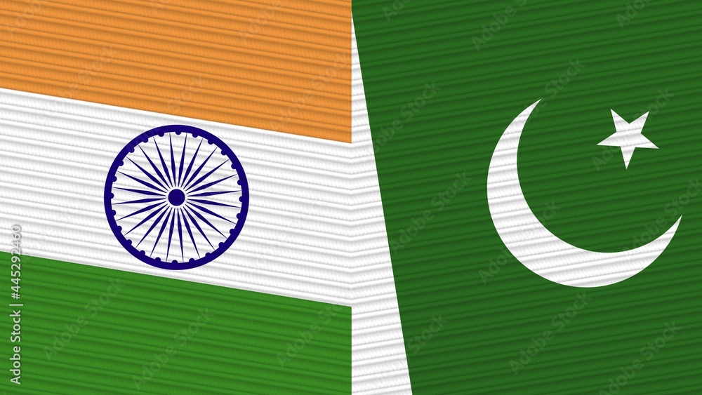 Pakistan and India Two Half Flags Together Fabric Texture Illustration ...