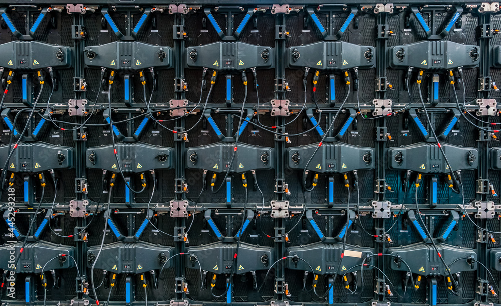 Pattern, back of monitors with the hook up wiring and connections ...