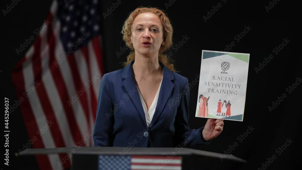 American politician woman activist holding Racial sensitivity training ...