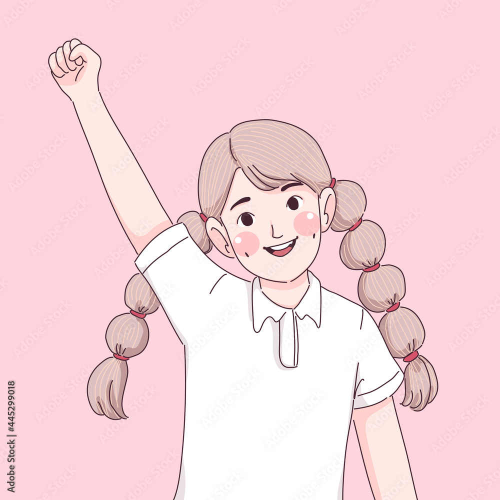 Girl hand up cartoon illustration design of vector. Choose to challenge ...