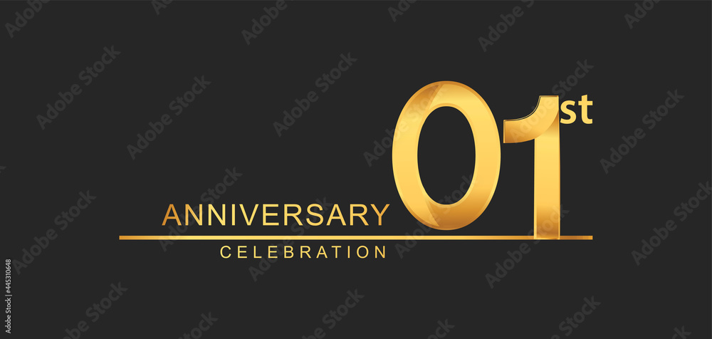1st years anniversary celebration with elegant golden color isolated on ...