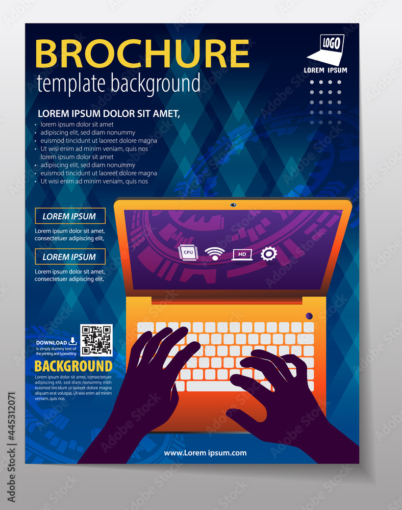 laptop and technology poster flyer communication hi tech template ...
