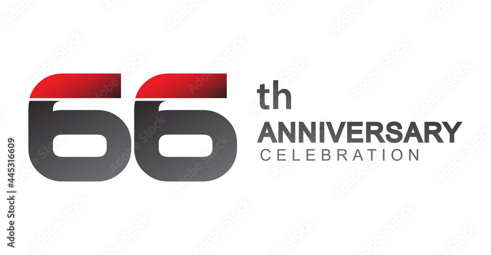 66th anniversary logo red and black design simple isolated on white ...