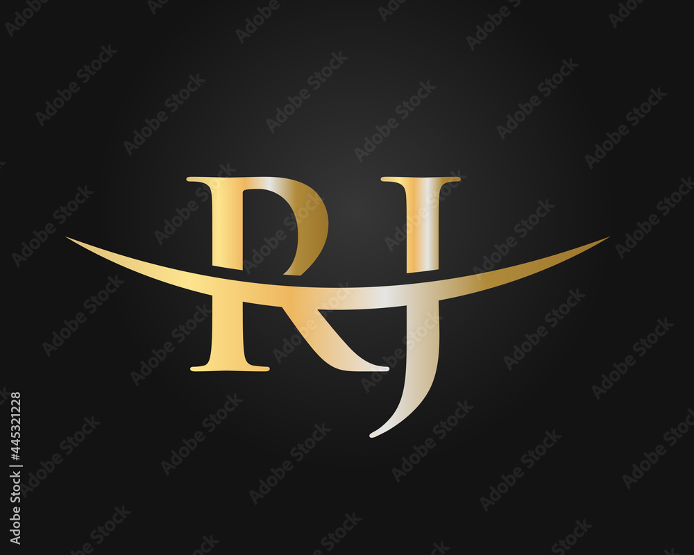 Initial Gold RJ letter logo design. RJ logo design vector template ...