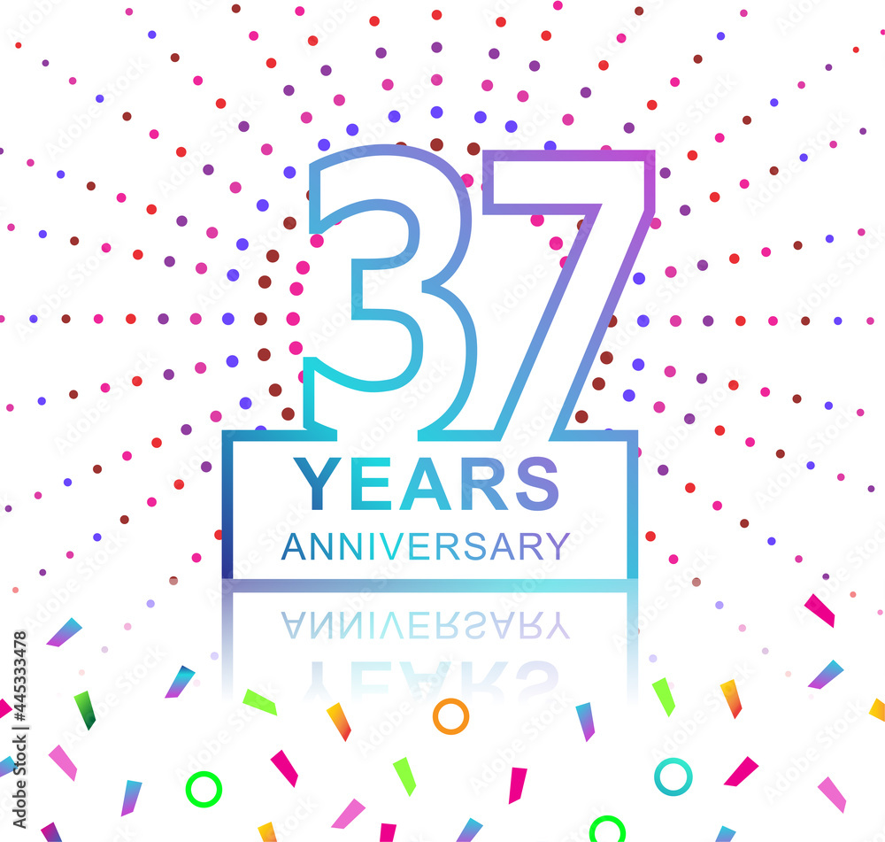 37th years anniversary celebration with colorful design with fireworks ...