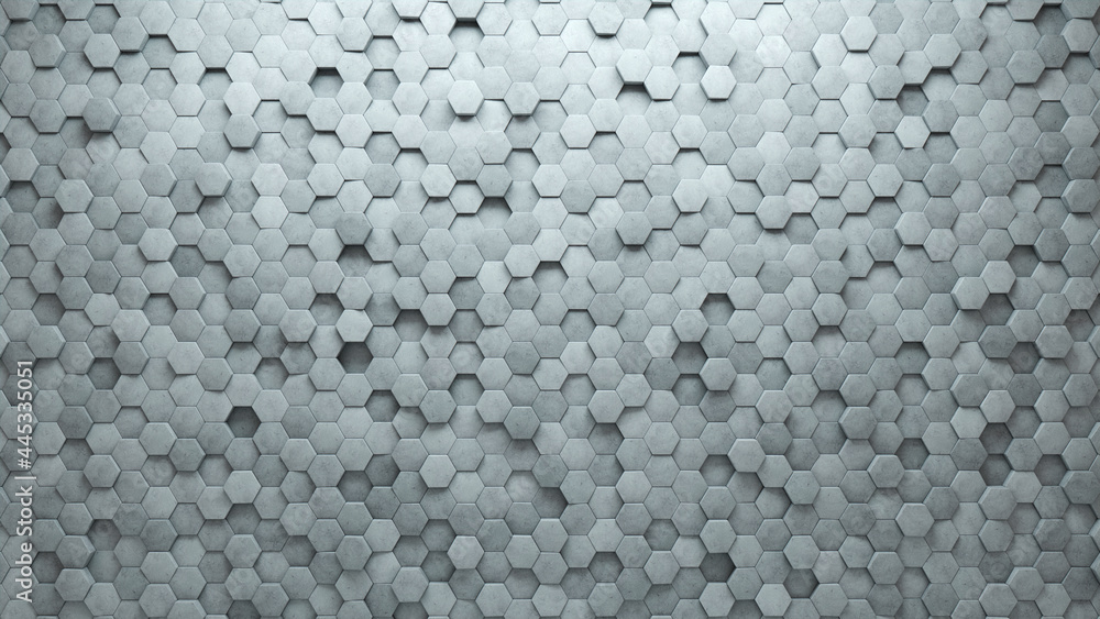 3D, Hexagonal Mosaic Tiles arranged in the shape of a wall. Polished ... 3D, Hexagonal Mosaic Tiles arranged in the shape of a wall. Polished ...
