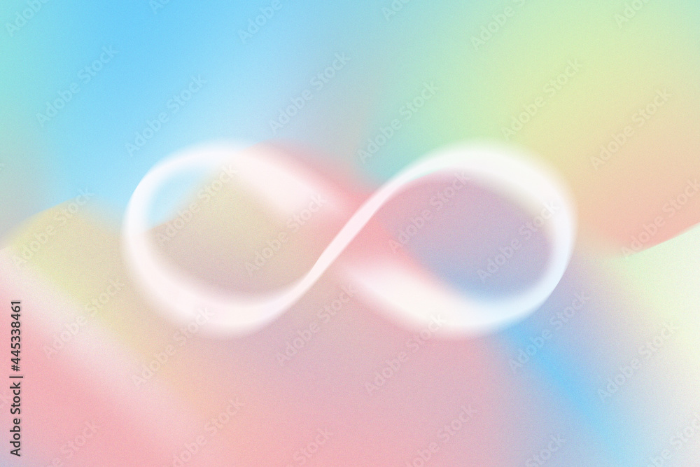 Abstract infinity symbol, trendy 70s grainy gradient pastel background ...