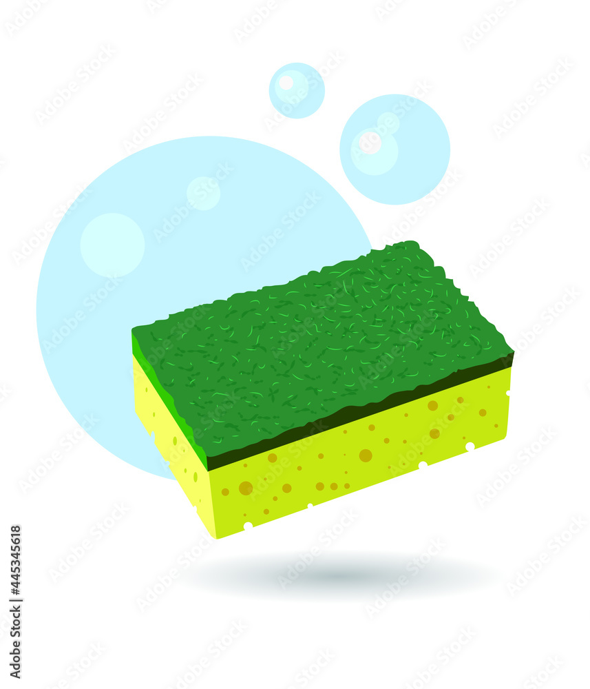 Kitchen scouring sponge for dishes in green and yellow colors. Stock ...