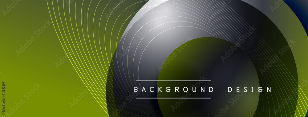 Gradient circles with shadows. Vector techno abstract background ...