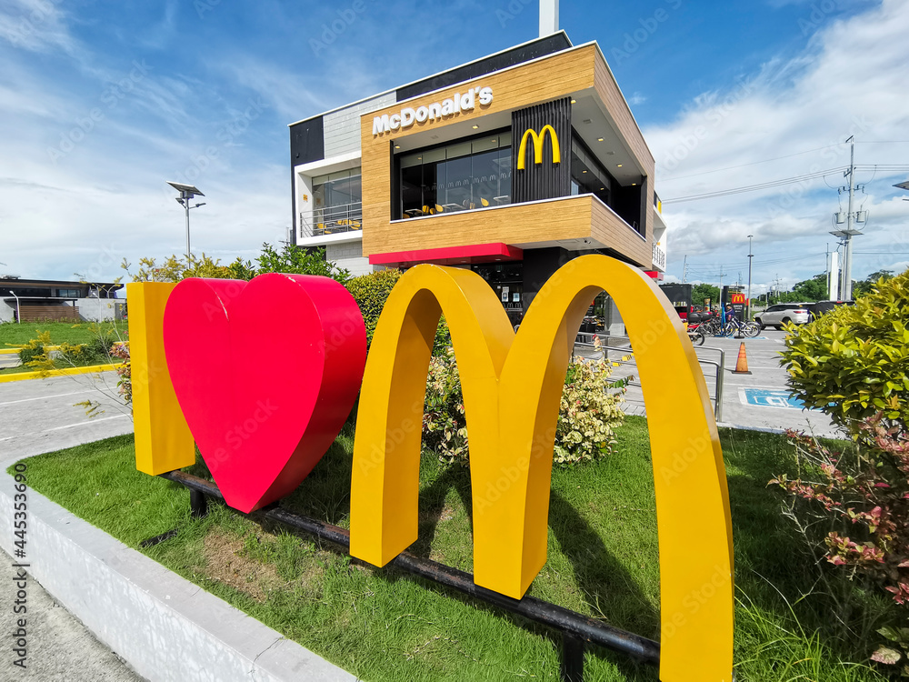 Imus, Cavite, Philippines - July 2021: A large I love Mcdonalds signage ...