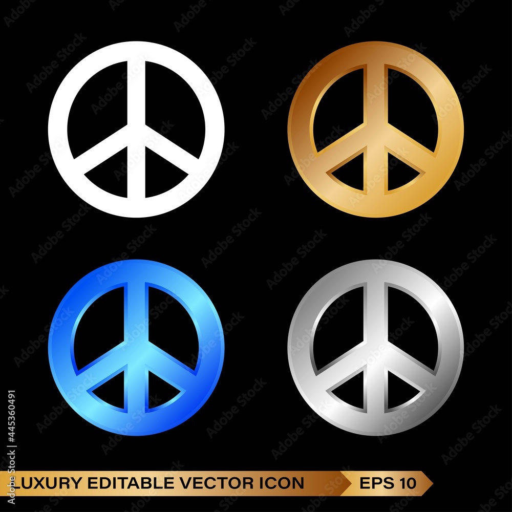 Set of Luxury Peace Icons Logo, vector. With premium gold, crystal, and ...