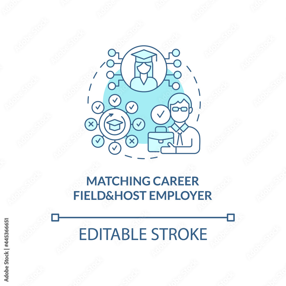 Matching career field and host employer concept icon. Internship ...