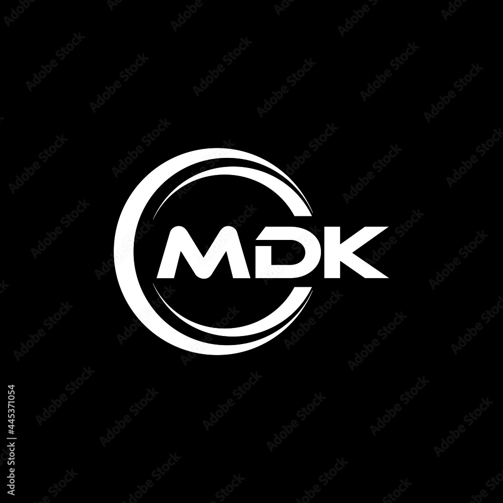 MDK letter logo design with black background in illustrator, vector ...