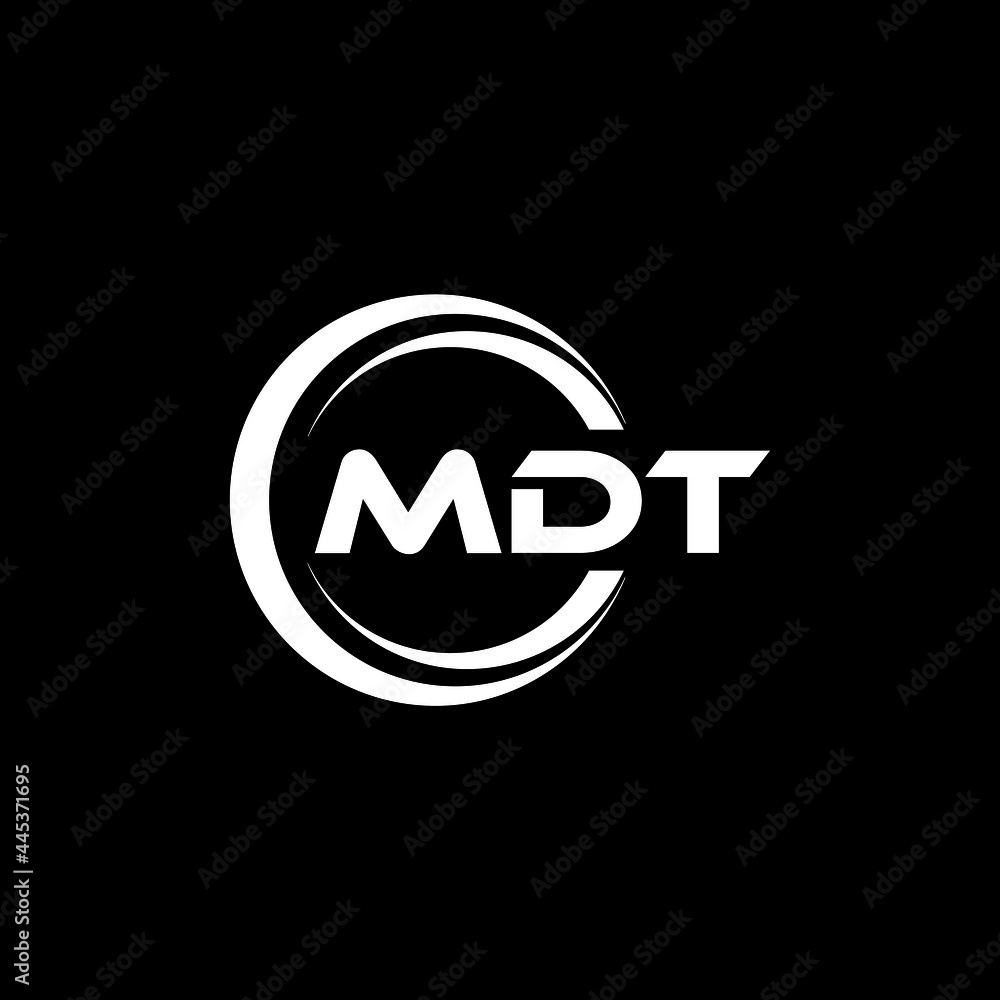 Vecteur Stock MDT letter logo design with black background in ...