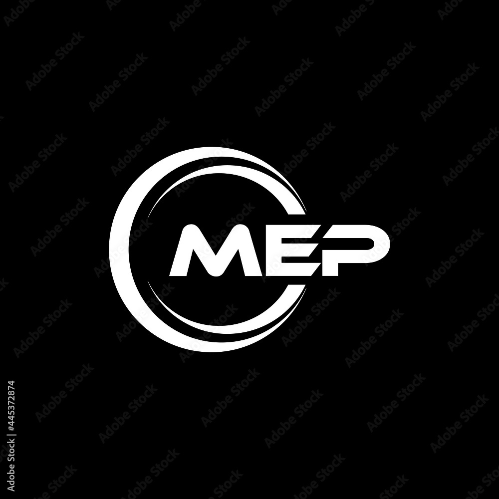 Vecteur Stock MEP letter logo design with black background in ...