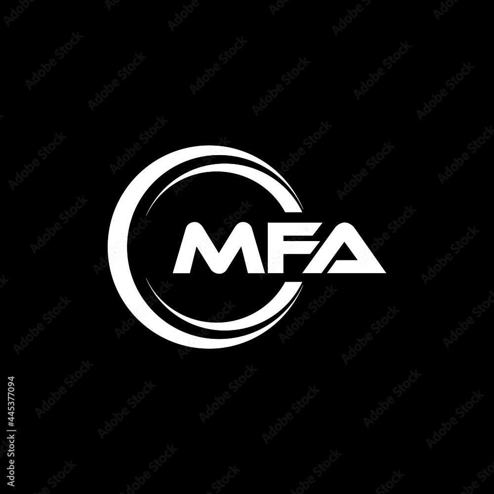 MFA letter logo design with black background in illustrator, vector ...