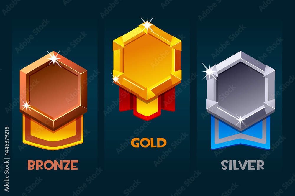 Award badge for game resources, blank medallion with ribbon for ui ...