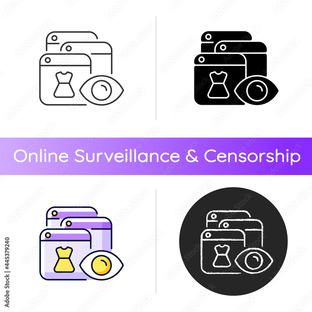 Online behavioral tracking icon. Targeting advertisement. Preference ...